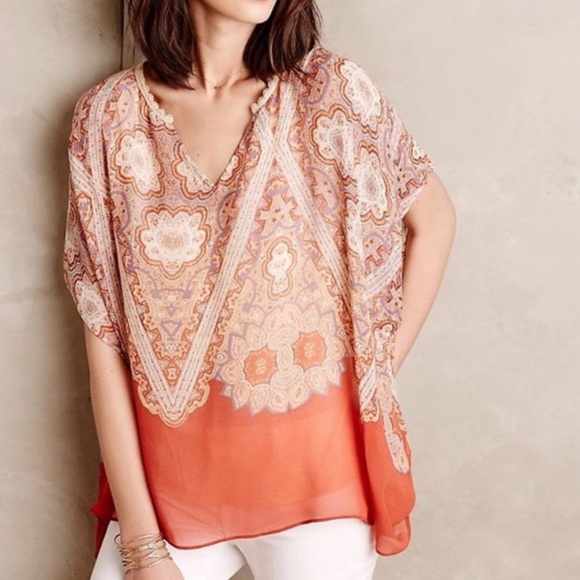 Anthropologie | Tops | Maeve Paisley Nalina Silk Boho Top | Poshmark